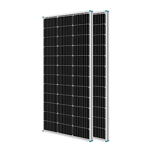 Renogy 2PCS 100 Watt Solar Panels 12 Volt Monocrystalline & Solar Panel Mounting Z Brackets Lightweight Aluminum Corrosion-Free Construction for RVs, Trailers, Boats, Yachts, one Set of 4 Units