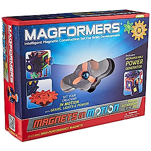 Magformers Magnets in Motion Power Accessory Set (27-Pieces) Magnetic Building Blocks, Educational Tiles Kit , Magnetic Construction STEM Gear Set