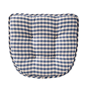 Plow & Hearth Non-Slip Tufted Gingham Chair Pad, 15 L x 16 W x 2 H - Blue