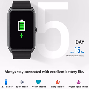 FITVII Fitness Tracker, Heart Rate Blood Pressure Monitor Activity Tracker, 1.57'' Touch Screen Calorie Step Counter IP68 Waterproof Watch with Weather Sleep Monitor Music Control for Women Menf