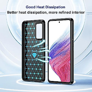 Qiinogow Case Compatible with Samsung Galaxy A53 5G, Slim Fit Phone Cover with Shock-Absorption, Carbon Fiber TPU Rubber Protective Case, Black