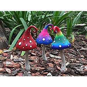 Magical Miniature Garden 7" Mushroom Collection (3 Pack) - 3 Fairy Garden Beautiful Miniature Mushrooms Included. A Gnome - Fairy Garden Accessory