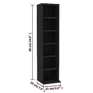 ULUYYUC CD Cabinet,Display shelves Storage cabinet Storage tower Suitable for living room,study,living room,kitchen,entryway,bathroom Black 8.3"x7.9"x34.6" Engineered Wood