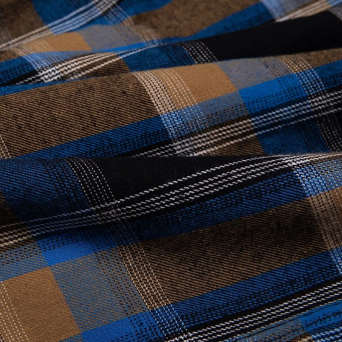 JIAER Men's Button Down Long Sleeve Flannel Plaid Casual Shirt XL Blue