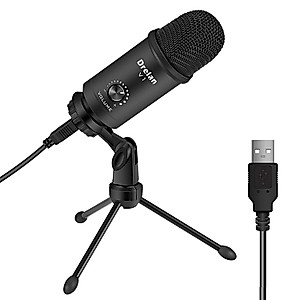 Drelan USB Microphone, Condenser Desktop Computer Mic 192KHZ/24BIT Plug & Play with Professional Sound Chipset, for PC Voice Recording,Podcasting,Skype,YouTube,Games,Google Voice Search (V-1)