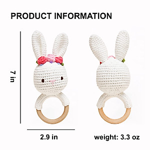 Bunny White Bunny rattles Toy for Young Children, Handmade Woolen Toy with Strict Quality Testing Process, usable as House Decoration (White Bunny Rattles)