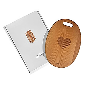 kaiDesign - Heart Design Wooden Cutting Board Coated In Mineral Oil, Quality Beech Wood Design for Housewarming Gifts, Mother's Day Present, Wedding Anniversary and Valentine's Day Gift