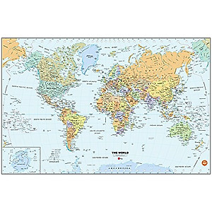 WallPops WPE99074 World Dry Erase Map, Multicolor