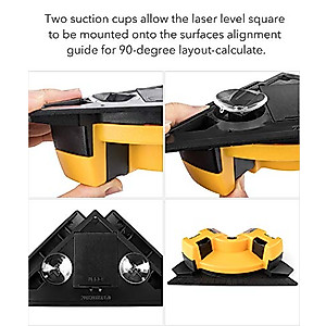 QWORK Right Angle - 90 Degree Horizontal & Vertical Laser Level Line Projection Square Level Laser with Two Suction Cups