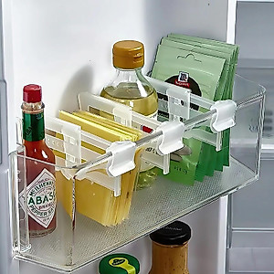 Nokiils 12 Pcs Fridge Door Organizer, Adjustable Snap-on Refrigerator Door Organizer, Fridge Dividers Retractable Separators for Home Kitchen Office Supplies (Transparent), BXFGB-011