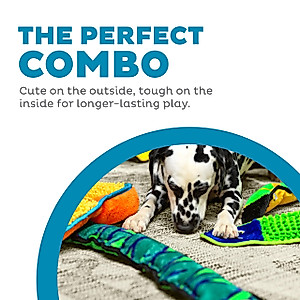 Outward Hound Durablez Tough Plush Squeaky Dog Toy, Snake, Blue, XL