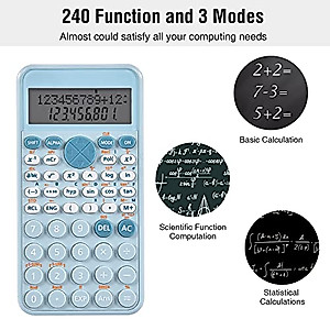 EooCoo 2-Line Standard Scientific Calculator, Portable and Cute School Office Supplies, Suitable for Primary School to College Student Use - Blue