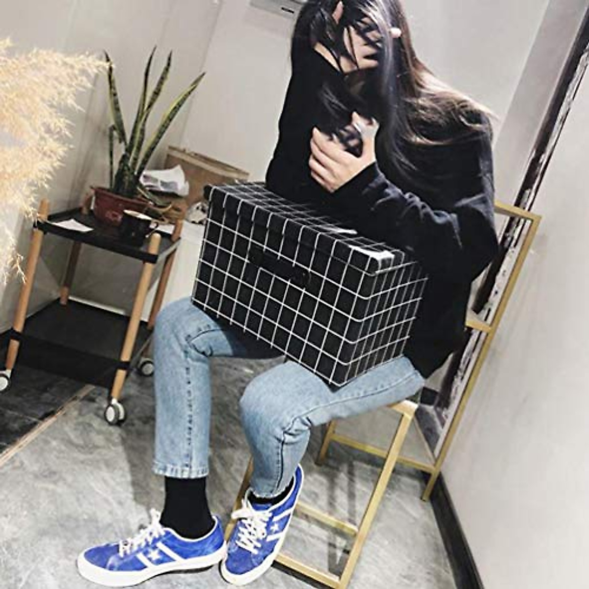 Holibanna Cube Storage Organizer Collapsible Storage Boxes Folding Storage Box Clothing Shoes Storage Basket with Lid Cloth Storage Bins Storage Containers