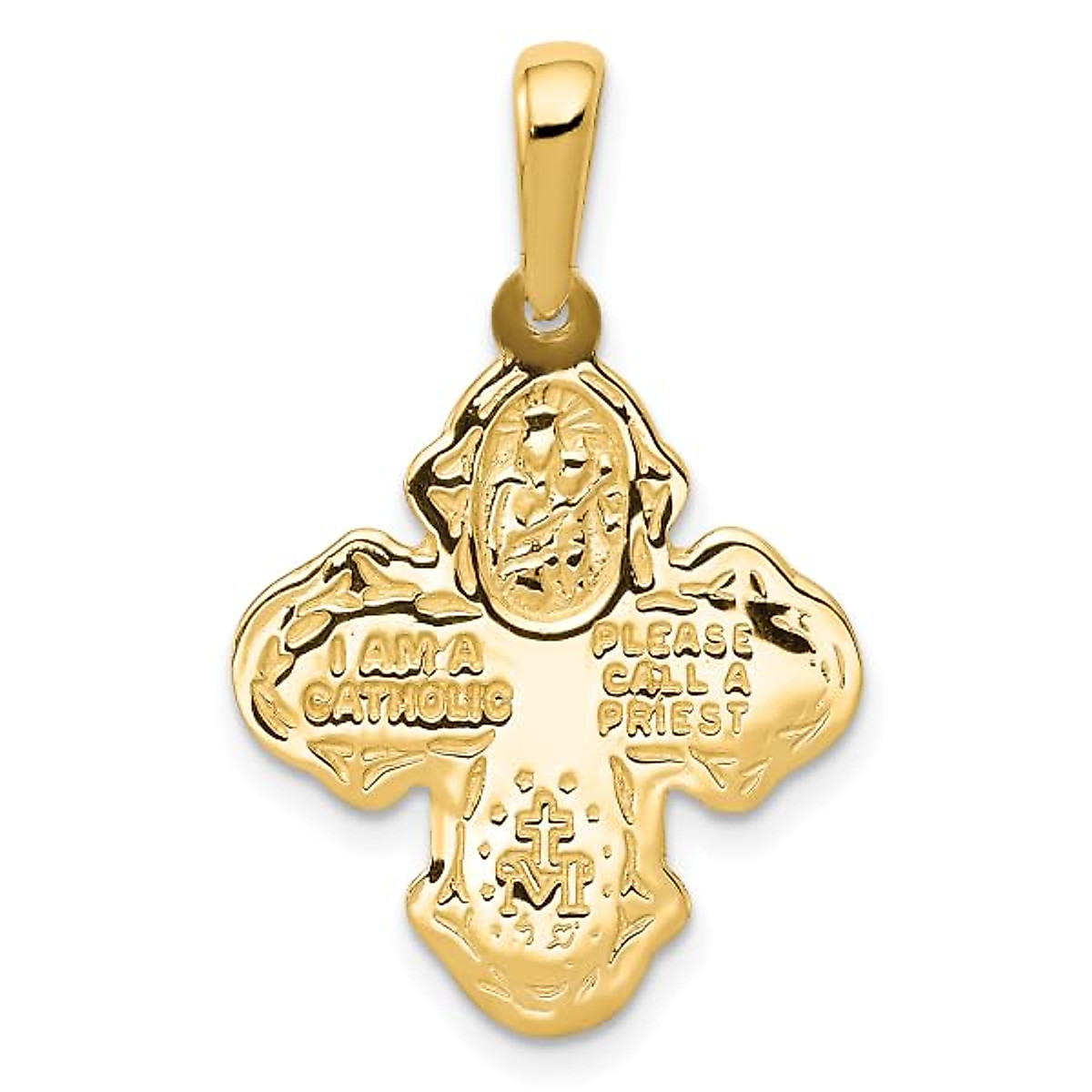 IceCarats 14K Yellow Gold Four Way Holy Cross Religious Medal Necklace Christian Pendant Scapular Charm 28mm x 17.75mm Only