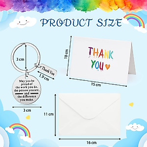 Yinkin 24 Pcs Thank You Keychain and Cards with Envelopes Gift Appreciation Employee Thank You Gifts Thank You Christmas Gifts Graduation Teacher Thanks Notes, Nurse Gift(Silver)