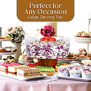 Acacia Wood Cake Stand with Clear Acrylic Dome Cover - 6-in-1 Multifunctional Cake Holder, Serving Platter, Salad Bowl, Punch Bowl, Veggie Stand, Snack Tray - Extra Large Cake Platter,