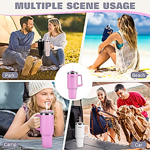 WYHVAND 40 oz Tumbler with Handle, Stainless Steel Insulated Tumbler with Lid and Straw Keeps Drinks Cold and Hot，The Best Birthday Gifts for Family，Friends -Peony