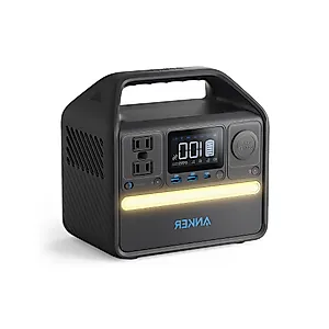 Anker 521 Portable Power Station with LiFePO4 Battery, 256Wh 6-Port PowerHouse, 300W Solar Generator (Solar Panel Optional), 2 AC Outlets, 60W USB-C PD Output, Outdoor Generator