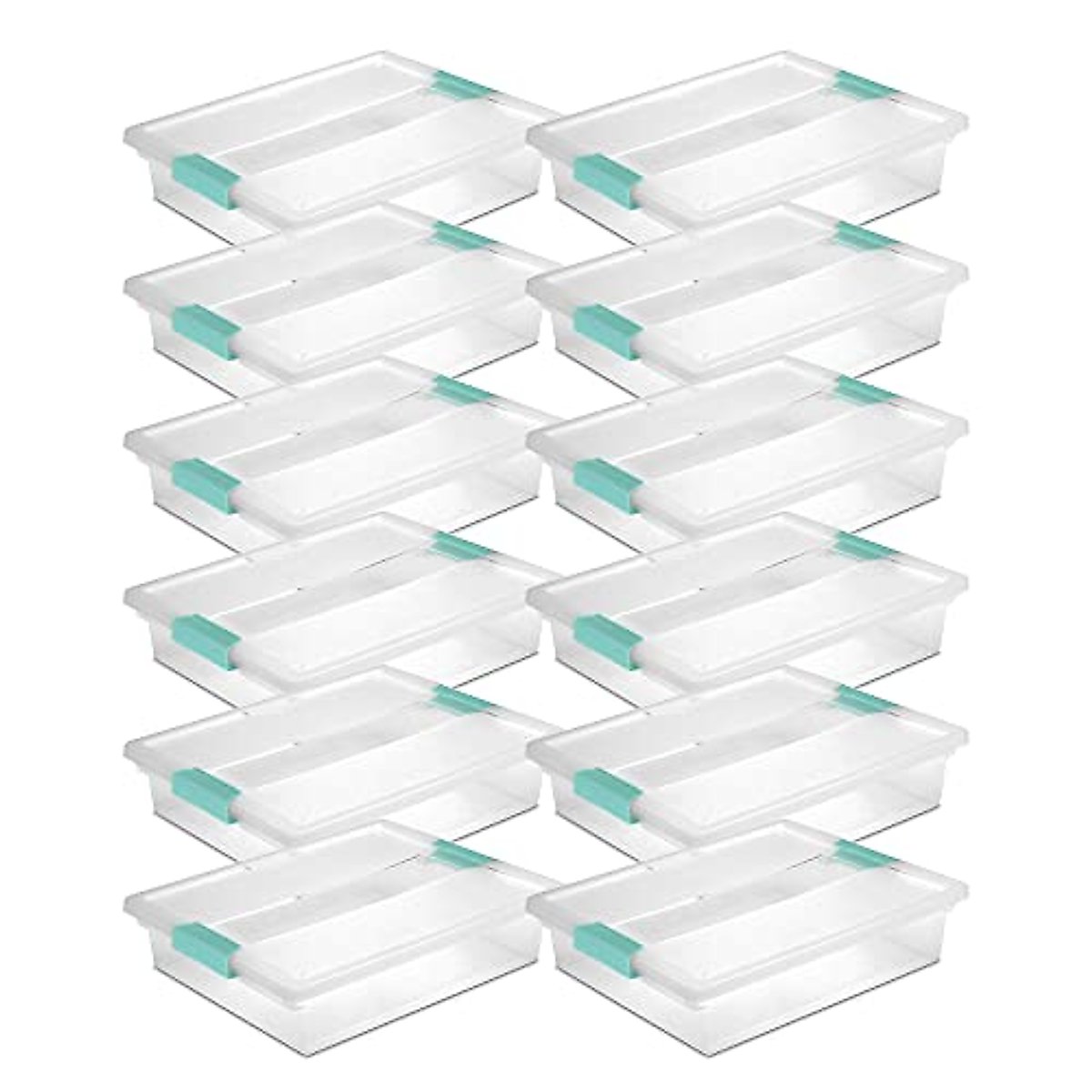 Sterilite 5.7 Qt Large Clear Plastic Stackable Storage Container Bin Box Tote w/Clear Latching Lid Organizing Solution for Home & Classroom, (12 Pack)