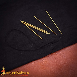 Lord of Battles Medieval Needle Viking Embroidery Needle Handmade Knitting Needles Binding Tool, Multipurpose Weaving/Knitting/Stitching Needles for Craft Work (Set of 6, Brass Needles - 2.3")
