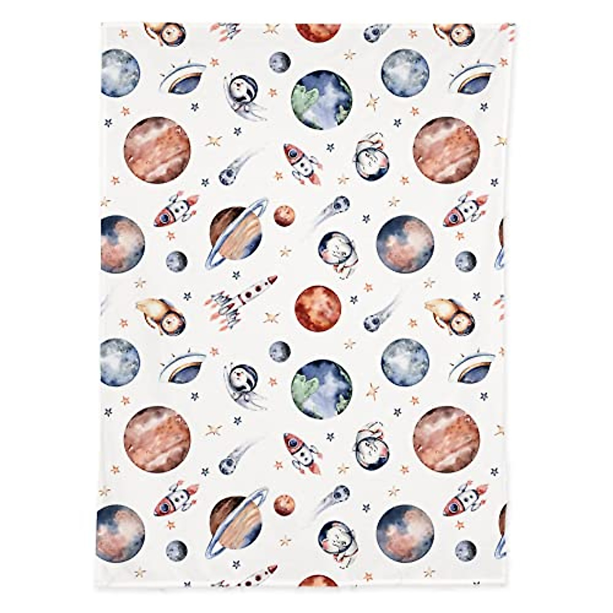 Jaxson's World Watercolor Outer Space Baby Blanket | 30x40 Inches | Minky Fleece