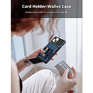 TITACUTE for iPhone 13 Case Wallet 5 Credit Card Holder Flip Cover Design ID Slot Back Pocket Dual Layer Armor Scratch Resistant Hard Shell Hybrid Protective Bumper for iPhone 13 6.1 Navy Blue