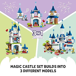 LEGO DUPLO Disney 3in1 Magic Castle Building Set for Family Play with 5 Disney Figures Including Mickey, Minnie, and Their Friends, Magical Disney 100 Adventure Toy for Toddlers Ages 3 and Up, 10998