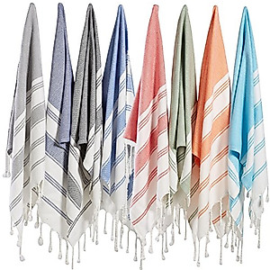 (SET of 8) Turkish Cotton Hand Face Head Guest Gym Towel Set Peshtemal Washcloth Kitchen Tea Towel Dish Cloth Set (MultiColor)