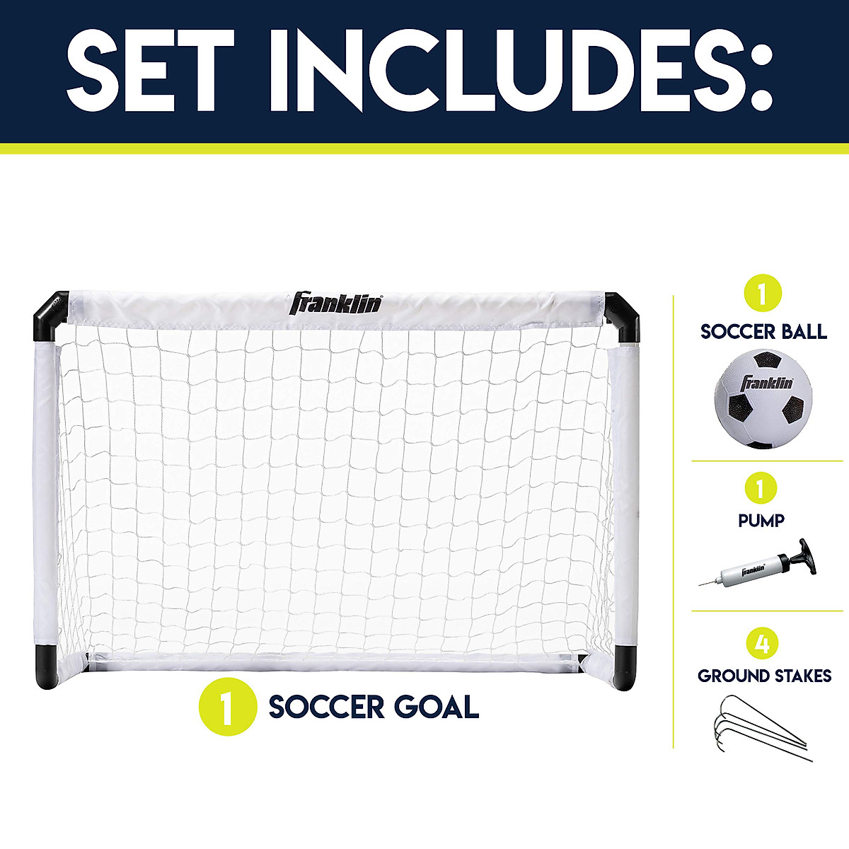 Franklin Sports Soccer Goal and Ball - Glow In The Dark/Light Up - 39.5 x 25.5 Goal