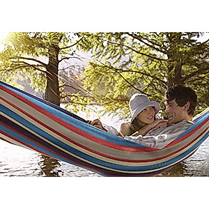 Sorbus 2-Person Luxury Hammock with Steel Stand- Premium Cotton Blend 60" Large Hammock Bed- Heavy Duty 450lbs Portable Hammock w/Carrying Case - for Garden Yard Patio Outdoor Camping Gifts- Washable