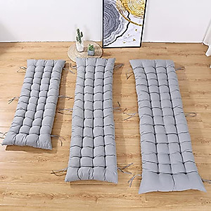 Gmsqj Custom Bench Cushion,Personalized Size Rocking Chair Cushion,Non Slip Tufted Bench Pads with Ties,Outdoor/Indoor Furniture Cushion for Garden Patio Swing Chair,Dining Chair (Grey)