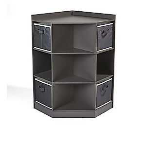 Badger Basket Corner Cubby Toy Storage Unit for Kids with 4 Removable Baskets - Charcoal (98813C)