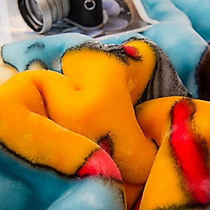 Korean Mink Blanket Plush Blanket Queen Size 80" x 90",8 Pounds Heavy Fleece Blanket Silky Soft Warm 2 Ply Cat Family Blue Throw A&B Printed Raschel Bed Blanket