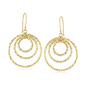 Canaria 10kt Yellow Gold Bead-Pattern Triple-Hoop Earrings