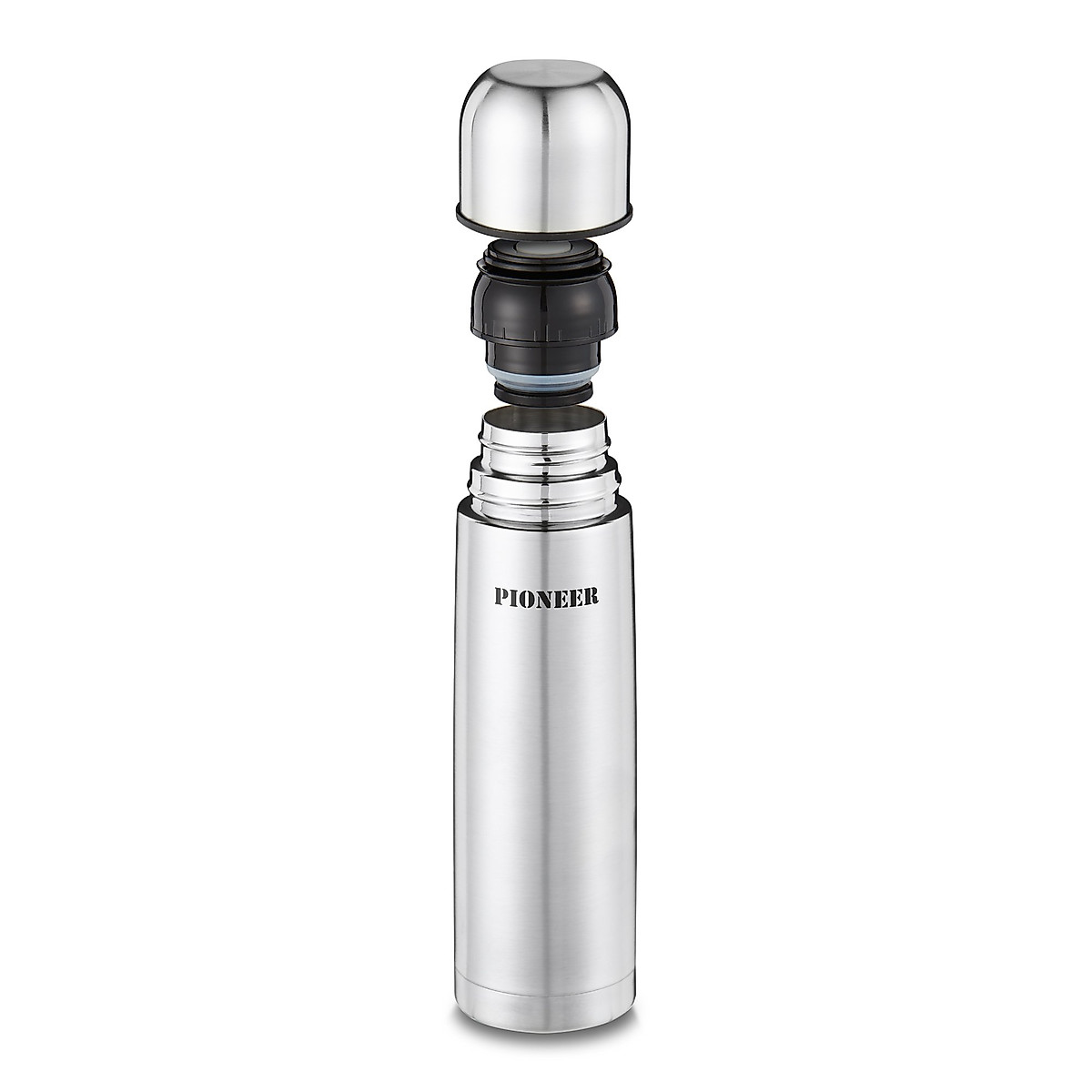 Pioneer Flasks SVF1000 Pioneer Insulated Vacuum 1000ml 1 Litre Travel Flask, 18/10 Stainless Steel - Keeps Drinks Hot for 8 Hours