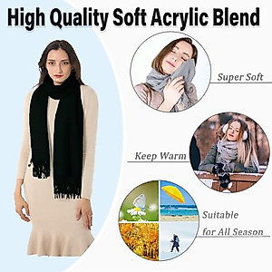 TwoYek Women's Scarf Pashmina Shawls and Wraps for Evening Dress Wedding Bridesmaid Bridal Winter Warm Large Soft Silky Scarves Black