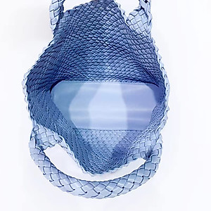 Leather Woven Tote Bag Large Shoulder Shopper Tote Bags with Purses Fashion Travel Handbags for Women Boho Bag