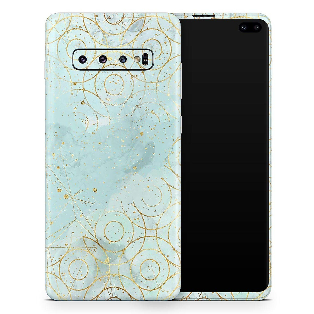 DesignSkinz Karamfila Watercolor & Gold V7 Protective Vinyl Decal Wrap Skin Cover Compatible with The Samsung Galaxy S20 (Screen Trim & Back Glass Skin)