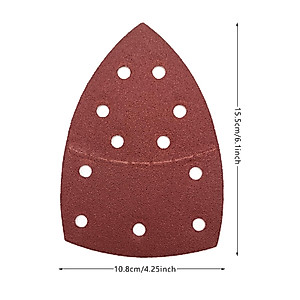 50 PCS Mouse Detail Sander Sandpaper, 120 Grit Palm Sander Sandpaper 11 Holes Hook and Loop Sander Pads Triangular Sanding Sheets Abrasive Sanding Paper for Mouse Sander