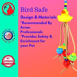 Bonka Bird Toys 2325 Ducky Spyder Small Medium Bird Toy Durable Plastic Leather Duck Bead Foraging Ball Button Cockatiels Parakeets Conures and Other Similar Sized Birds