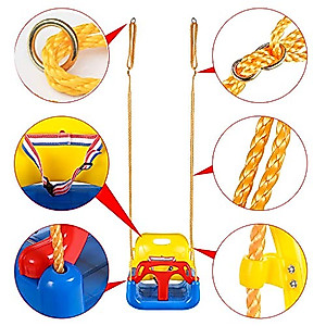 AIPINQI 3 in 1 Kids Swing Seat, Infant Toddler Children Secure Swing Seat Detachable Swing Seat High Back Swing Set for Playground Indoor Outdoor, Blue