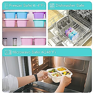 Aimkeoulee 4 Pack Snack Containers with Lids,Reusable 4 Compartments Bento Lunch Box, Divided Meal Prep Lunch Box, Food Storage Containers (Wheat(Blue/Green/Pink/Beige))