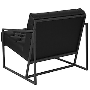 Flash Furniture Hercules Madison Series LeatherSoft Tufted Lounge Chair, Tufted Retro Accent Chair for Living Room or Office, Black