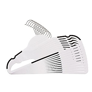 DAMAHOME 50PK Coat Hangers Non Slip - Space Saving Plastic Clothes Hangers, Slim Pant Hangers, U-Slide, Heavy Duty, 360°Swivel Hook, White