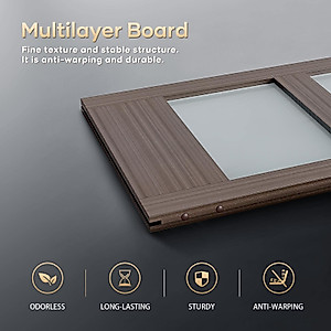 ROYMELO 30x84 Inch Glass Sliding Barn Door Slab and 5.5ft Hardware Kit Included, 5 Frosted Glass, LVL Wood Panel Covered with Elephant Gray Water-Proof Scratch-Proof PVC Surface, Simple DIY Assembly