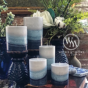 Wicks N More Indigo Mist Handmade Pillar Candles (3x6)