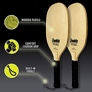 Franklin Sports Wooden Pickleball Paddle and X-40 Pickleball Set - Includes (4) Wooden Paddles and (4) pickleballs - USA Pickleball Approved X-40 Balls