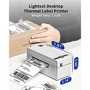 Memoking Thermal Shipping Label Printer with Label Holder - High Speed Desktop Label Printer for Shipping Packages for Windows & MacOS - HD 4x6 Shipping Label Printer for Small Business Package/Logo