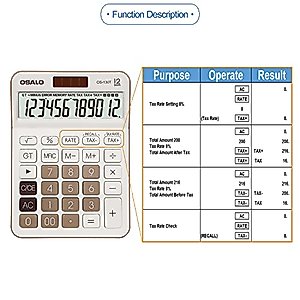 Desktop Calculator Large LCD Display 12 Digit Number Big Button Tax Financial Accounting Calculator, Battery and Solar Powered, for Desk Office Home Business Use(OS-130T Brown)