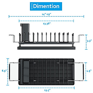 ANTOPY Sink Dish Drying Rack - Expandable Small Dish Rack Over Sink with Silicone Drying Tray, in Sink Dish Drainer for Kitchen Counter with Cutlery Holder, Drying Rack Fit for 14’’-19’’ Kitchen Sink